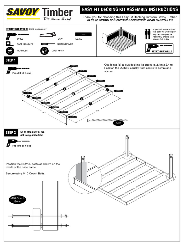 Decking Assembly Instructions | PDF | Screw | Woodworking