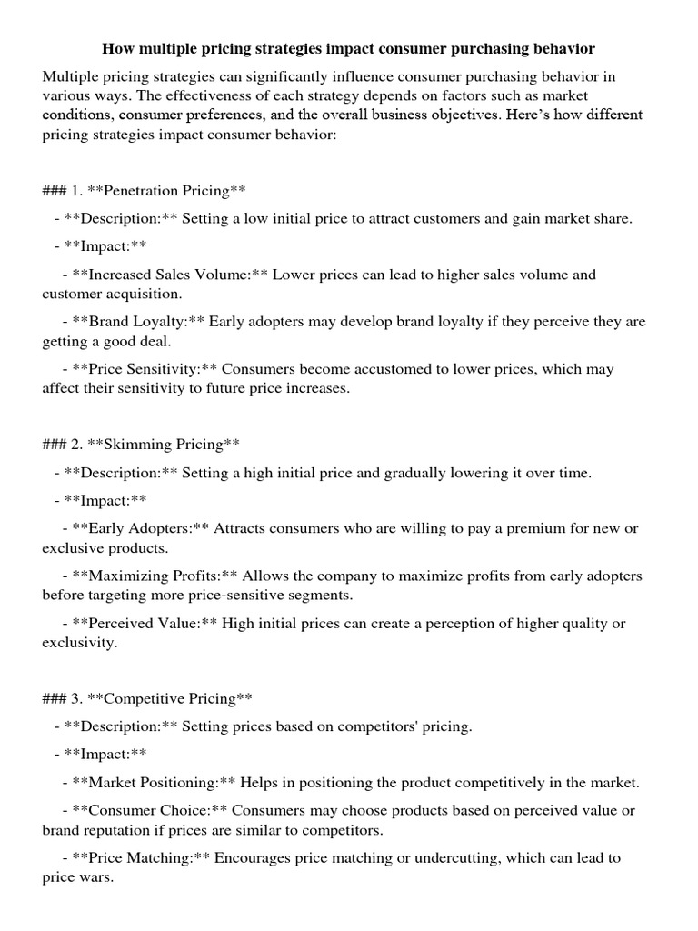 Pricing Strategies and Consumer Behavior | PDF | Pricing | Consumer ...