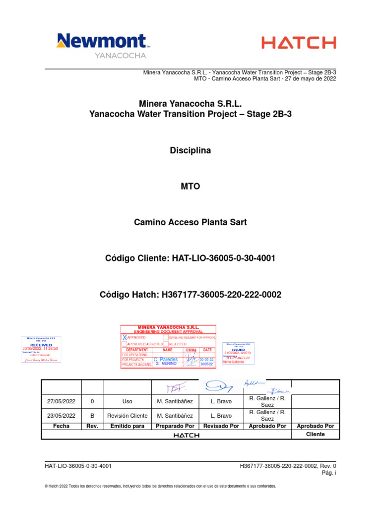 Minera Yanacocha S.R.L. Yanacocha Water Transition Project - Stage 2B-3 ...