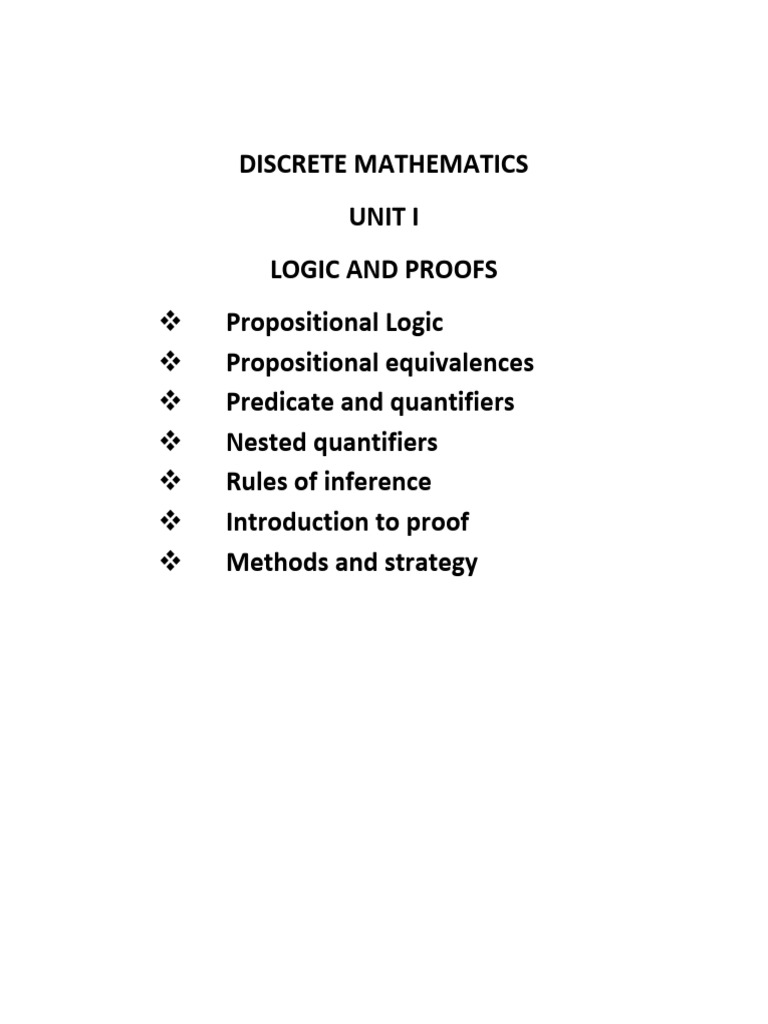 U-I-Logic and Proofs - Notes | PDF | Logic | Proposition