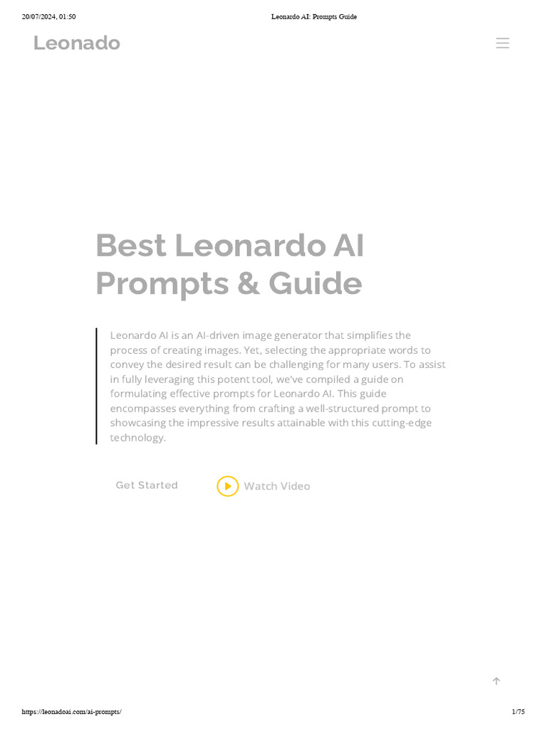 Leonardo AI Prompt Engineering Guide | PDF | Artificial Intelligence ...