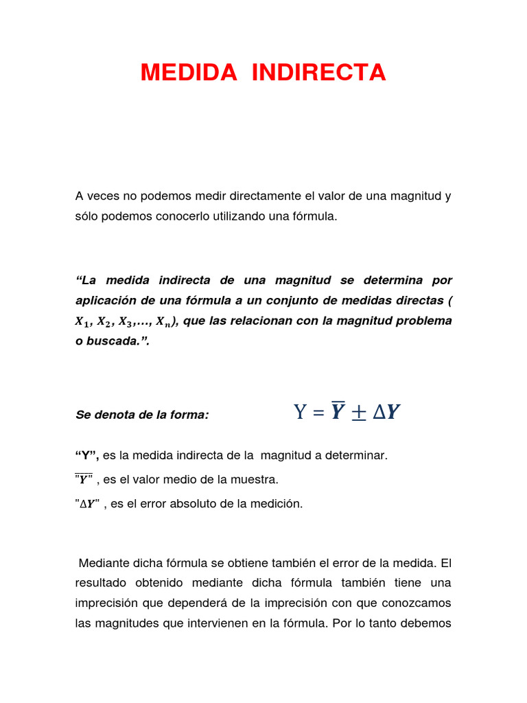 Medida Indirecta: Procedimiento y Errores | PDF | Medición | Números
