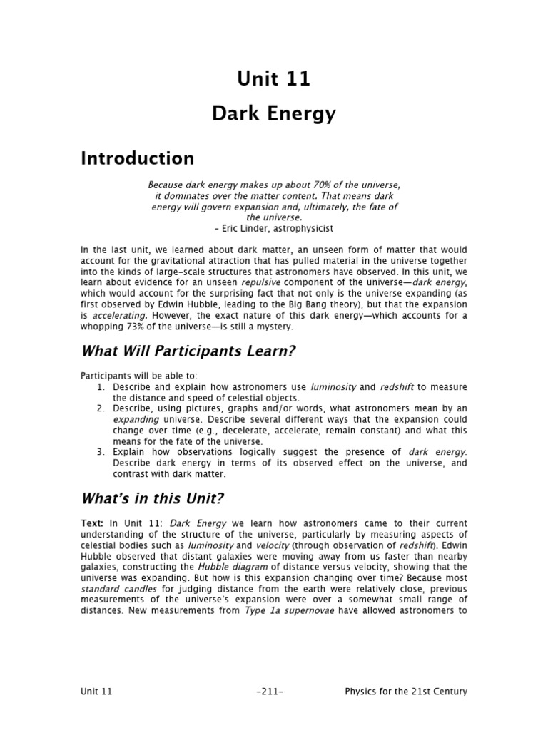 Physics for 21st Century Dark Energy Facilitators Guide | PDF | Dark ... Physics for 21st Century Dark Energy Facilitators Guide | PDF | Dark ...