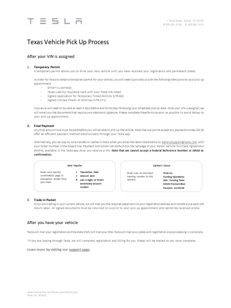 Texas Vehicle Pick Up Process | PDF | Cheque