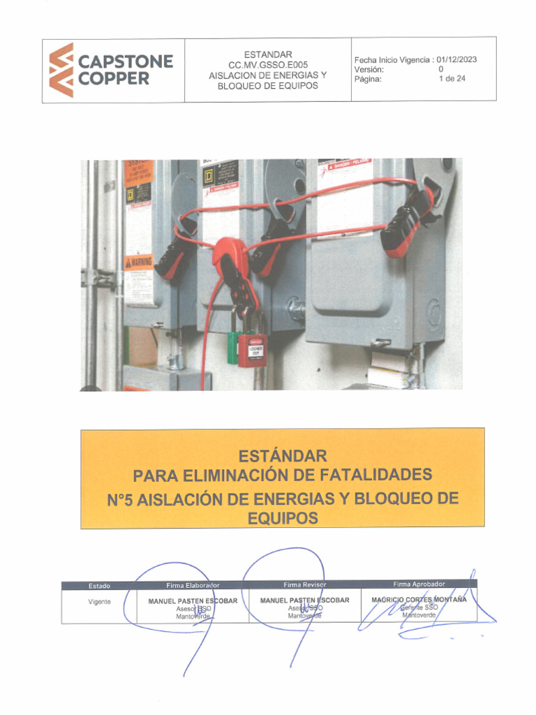 EPEF 5 Aislacion de Energias y Bloqueo de Equipos 2023 Firmado | PDF ...