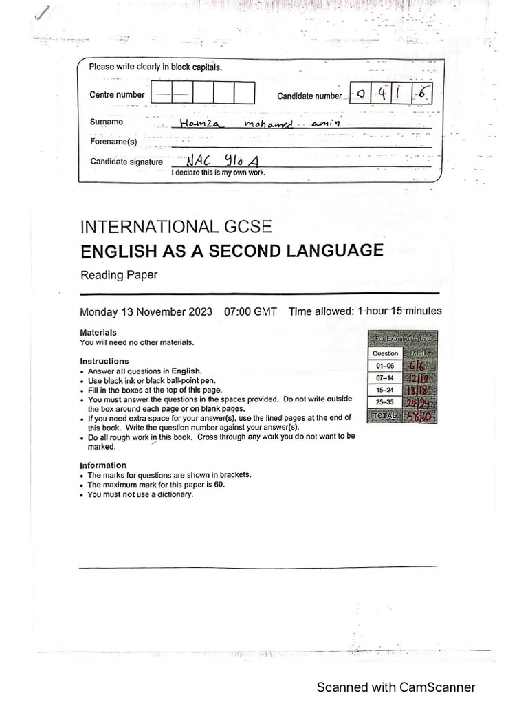Reading Exam | PDF