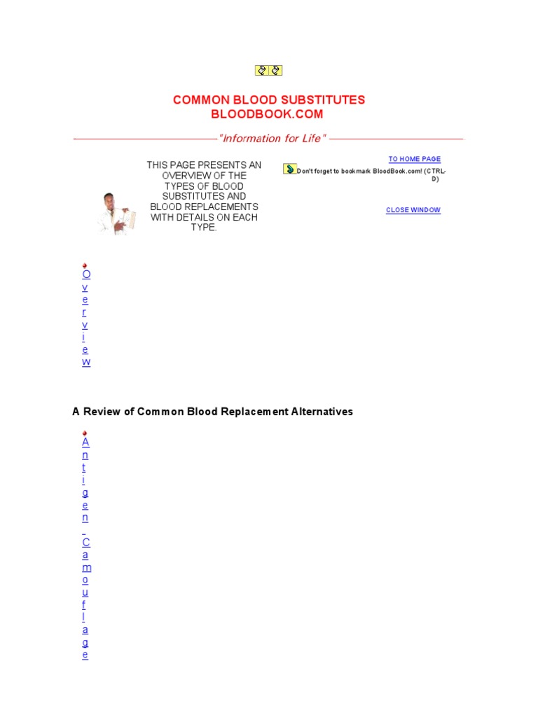 Common Blood Substitutes | PDF | Platelet | Blood