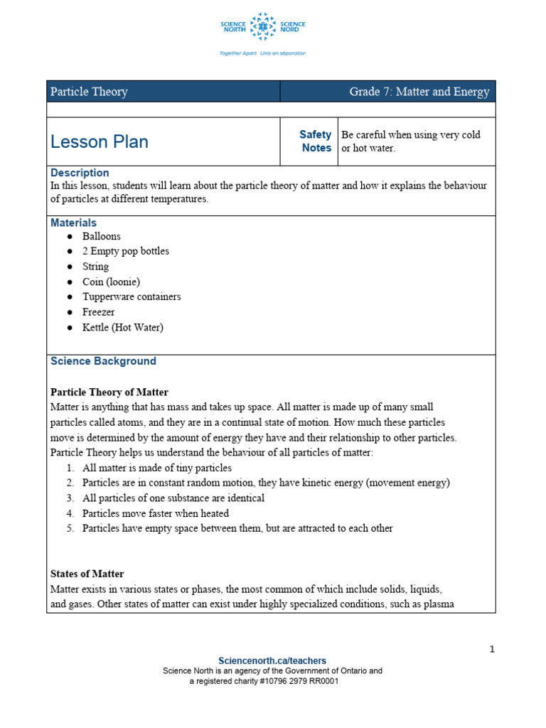 Grade 7 Particle Theory Offline ENG note 11 | PDF | Matter | Gases