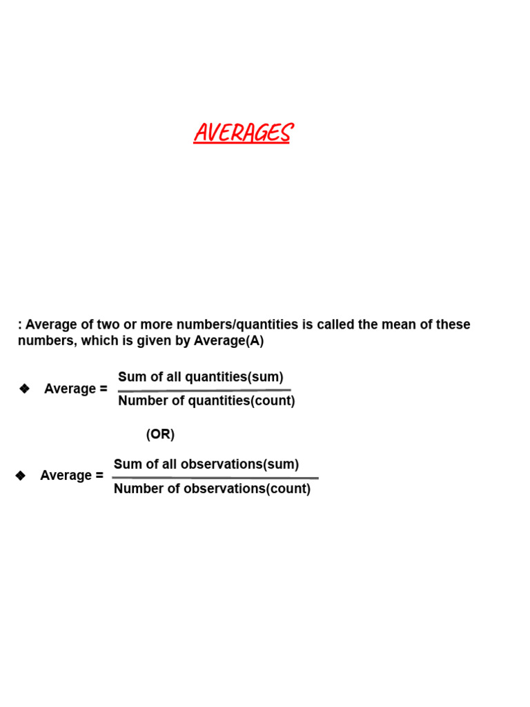 AVERAGES | PDF | Elementary Mathematics | Mathematics