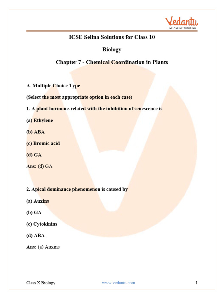 Selina Concise Biology Class 10 ICSE Solutions For Chapter 7 - Chemical ... Selina Concise Biology Class 10 ICSE Solutions For Chapter 7 - Chemical ...