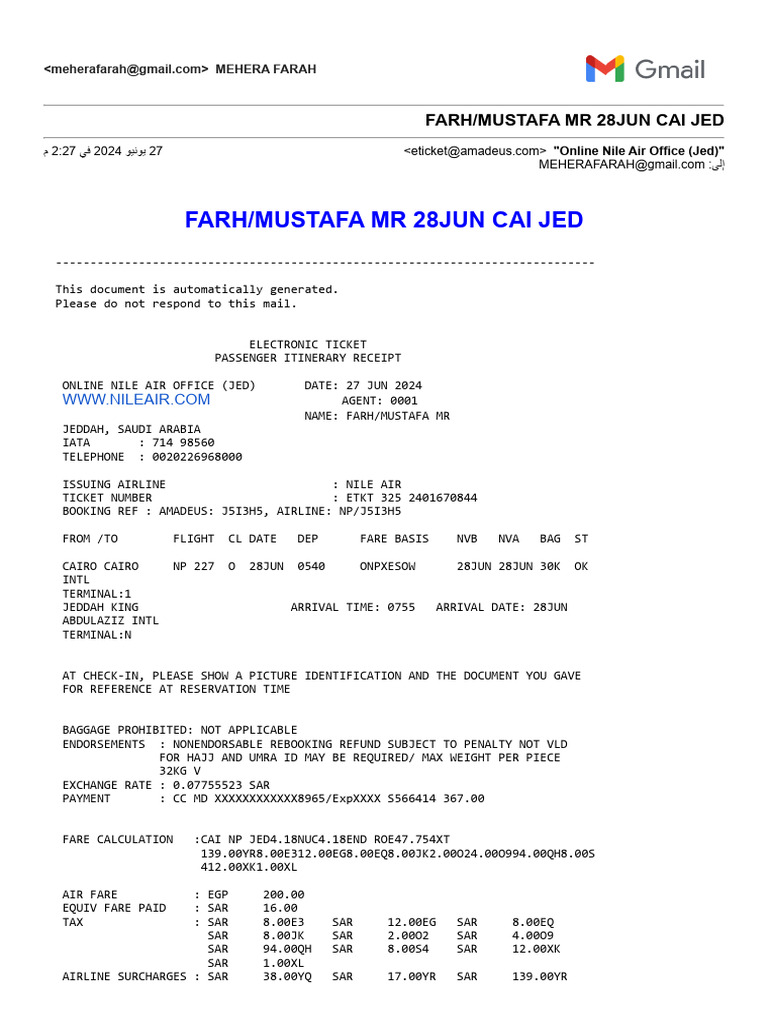 Gmail - Farh - Mustafa MR 28jun Cai Jed | PDF