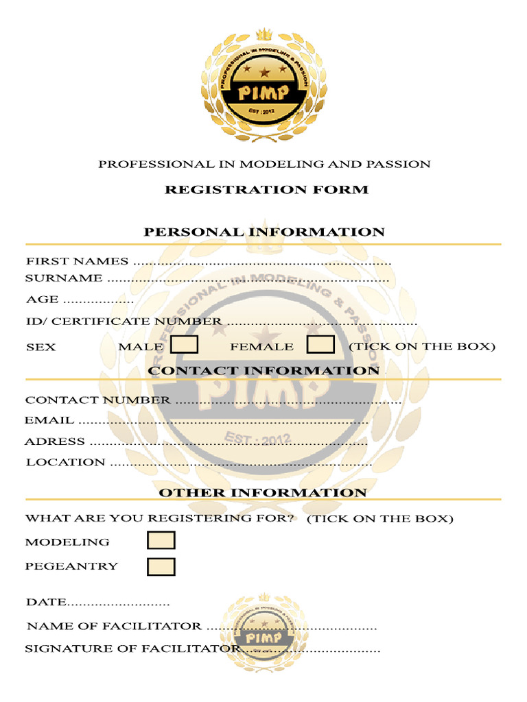 Pimp Registration | PDF