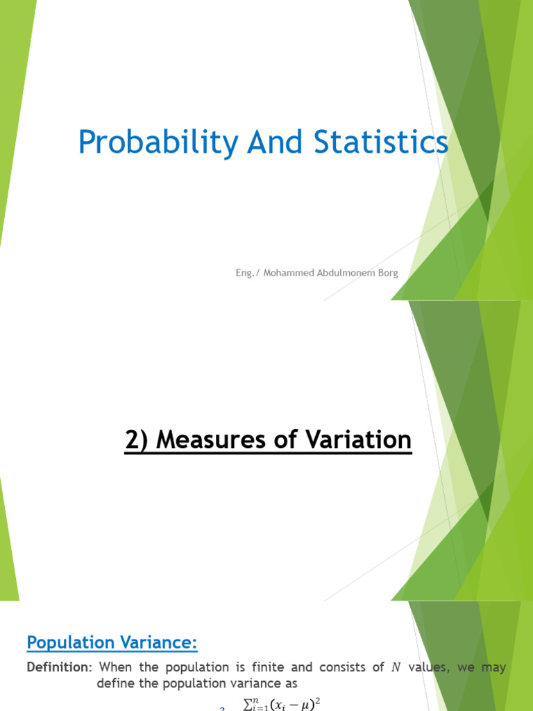 Probability and Statistics (Tutorial 2) | PDF | Variance | Coefficient Of Variation