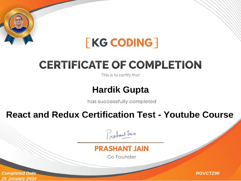 KG Coding ReactJS Certificate | PDF