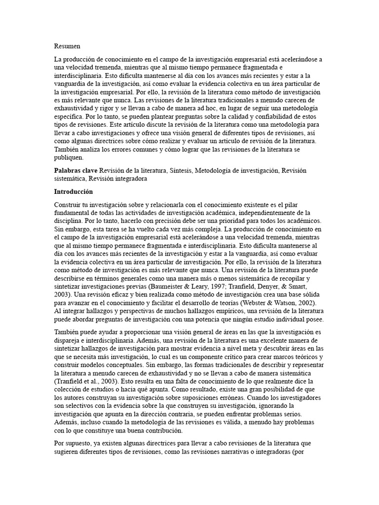 Metodologías de Revisión en Investigación Empresarial | PDF ...