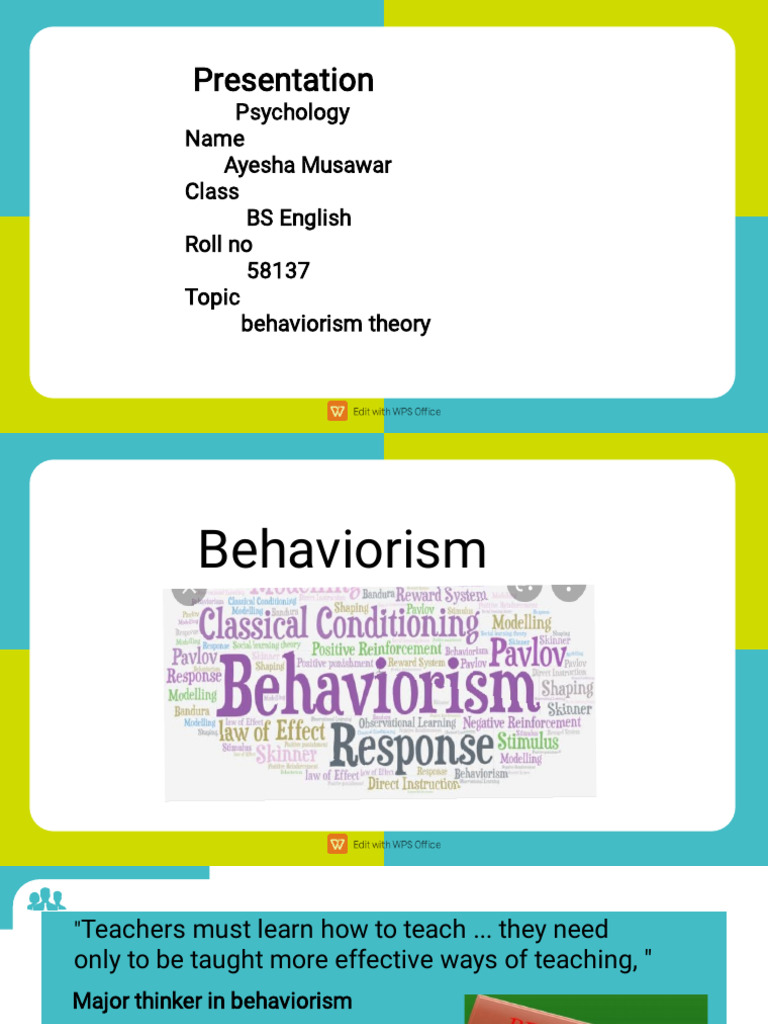 Presentation Ayesha | PDF | Behaviorism | Psychology
