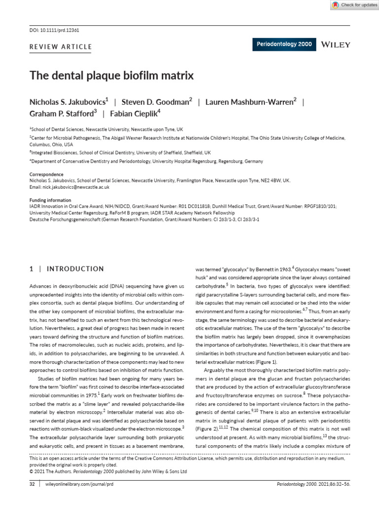 Understanding Dental Plaque Biofilm Matrix | PDF | Biofilm ...