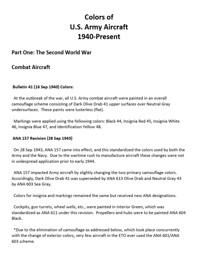 US - Army Aircraft Paint Color Guides | PDF | Aviation | Aircraft