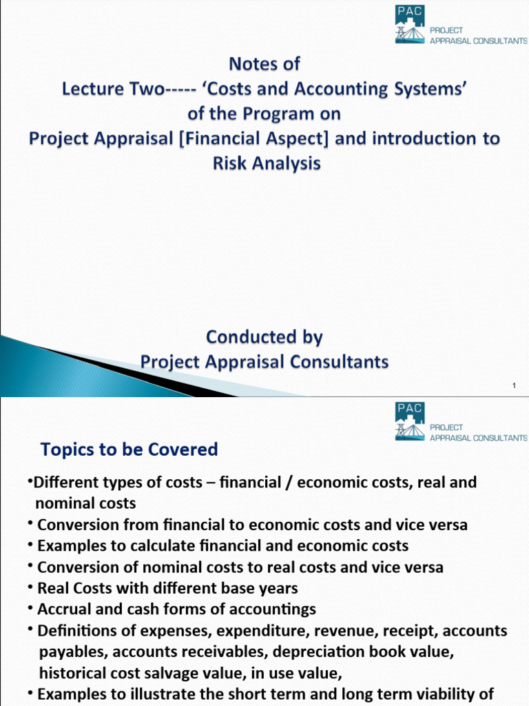 N 02 PAC Costs and Accounting Lecture Two | PDF | Expense | Book Value