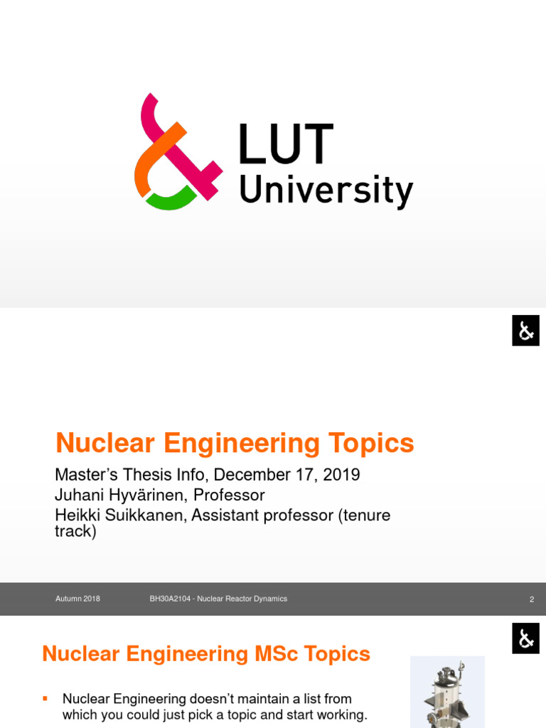 Nuclear Engineering MSC Topics 2019 | PDF | Nuclear Reactor | Nuclear Technology