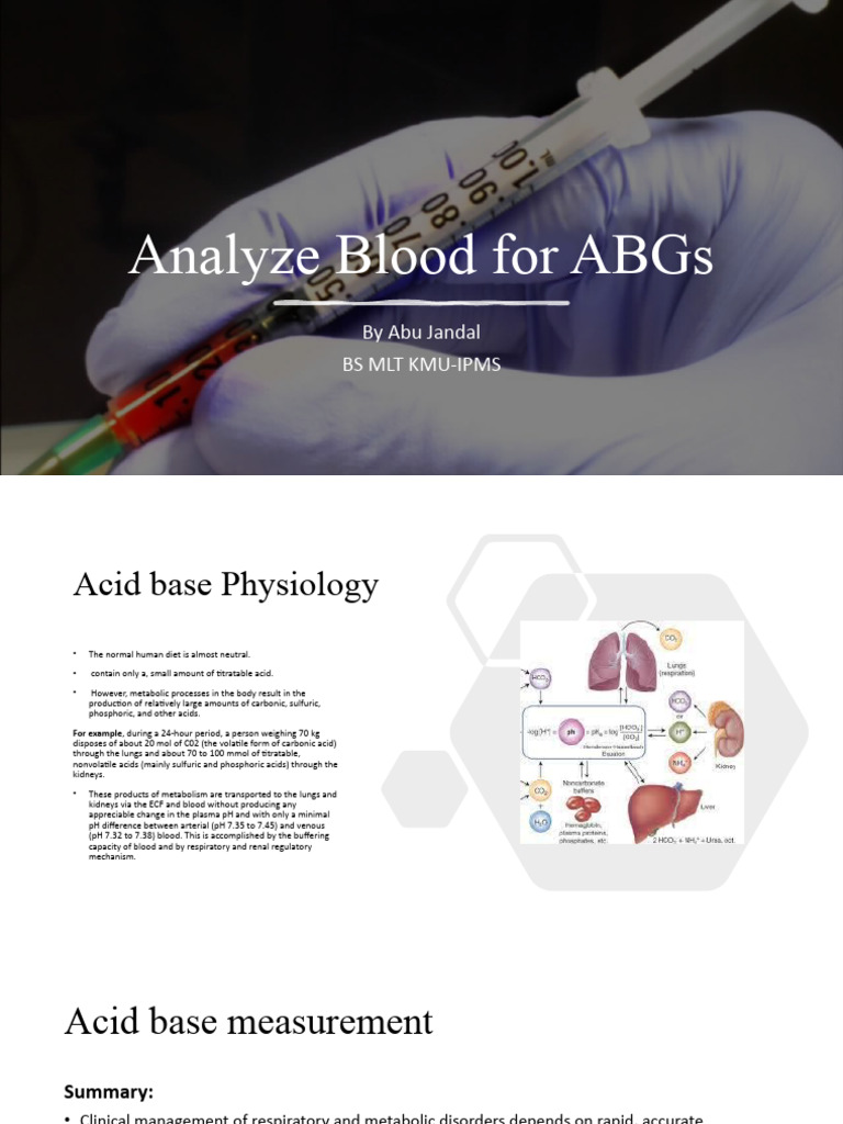 Blood Analysis For ABGs | PDF | Medical Specialties | Clinical Medicine
