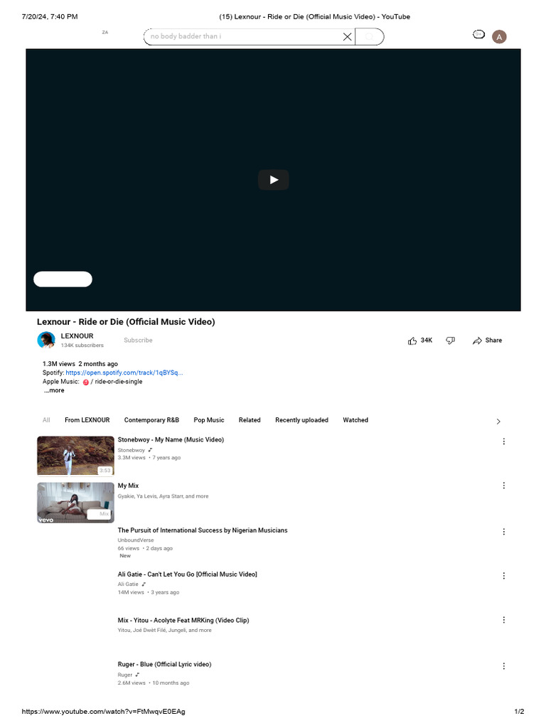 Lexnour - Ride or Die (Official Music Video) - YouTube | PDF ...