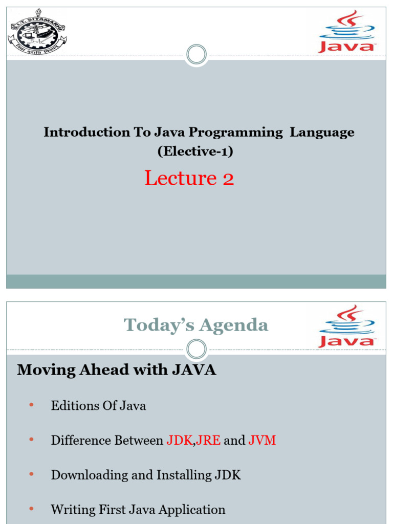 Lecture | PDF | Java (Programming Language) | Java (Software Platform)
