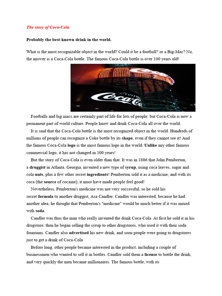 Reading Assignment | PDF | Coca Cola | Soft Drink