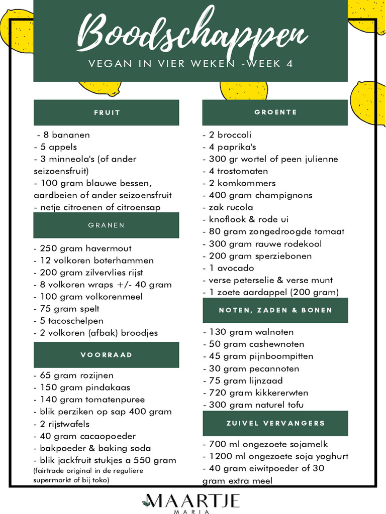 Vegan in Vier Weken Weekmenu 4 1 | PDF