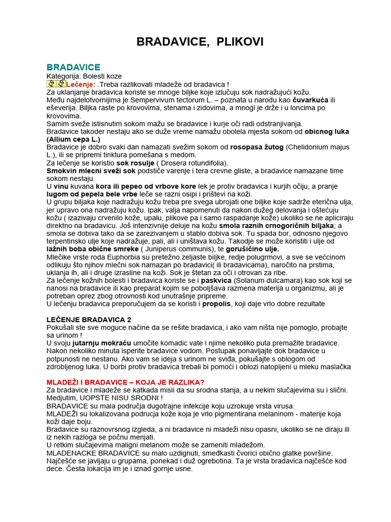 Bradavice, Plikovi | PDF