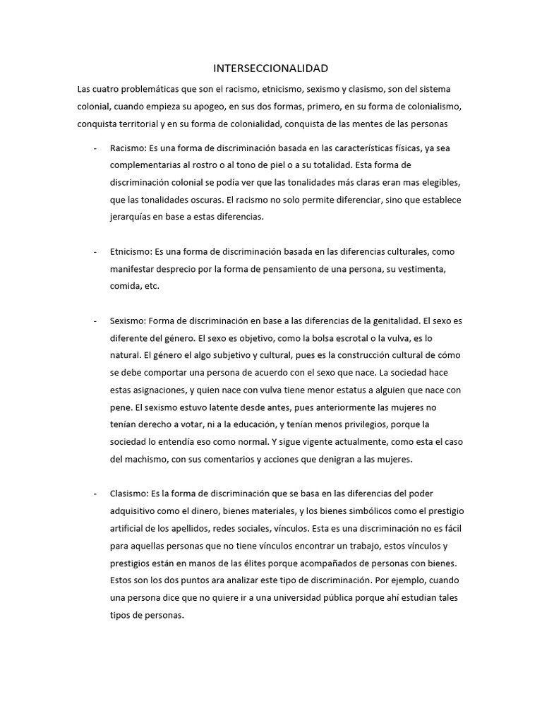 INTERSECCIONALIDAD | PDF | Racismo | Discriminación y relaciones raciales