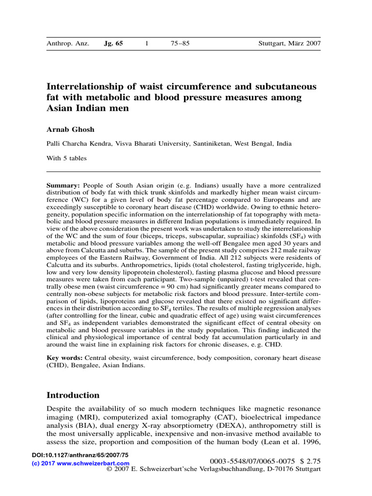Interrelationship of Waist Circumference and Subcutaneous Fat With ...