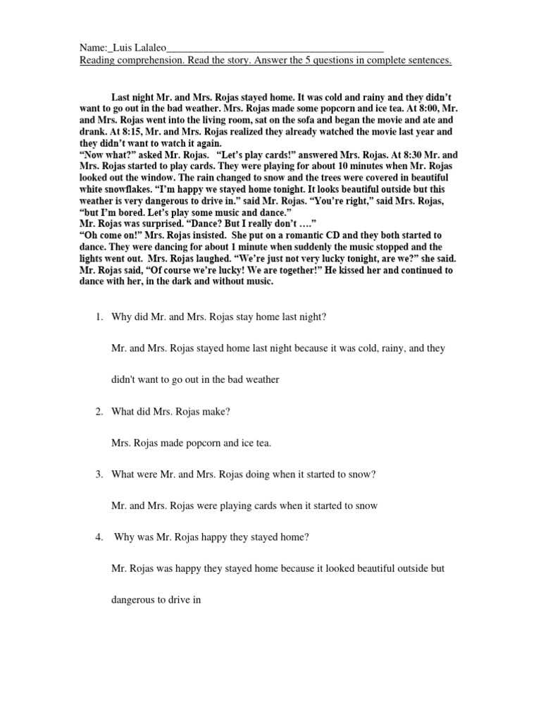 Past and Past Continuous Reading Comprehension | PDF | Linguistics ...