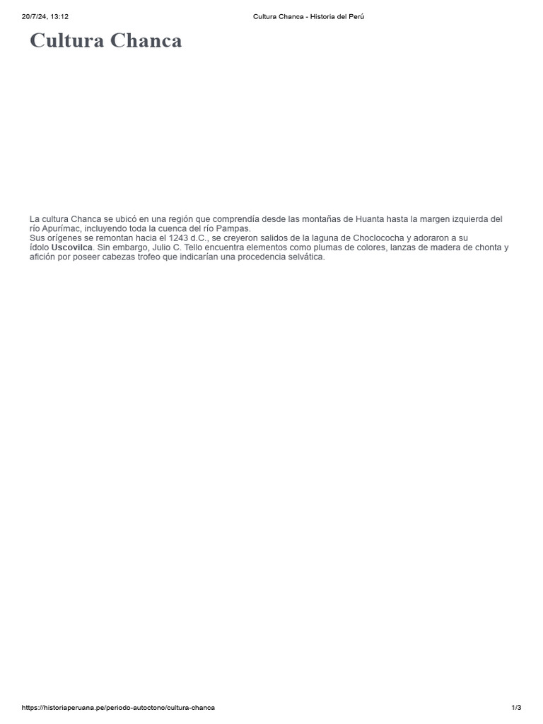 Cultura Chanca - Historia del Perú | Descargar gratis PDF | Pueblos ...