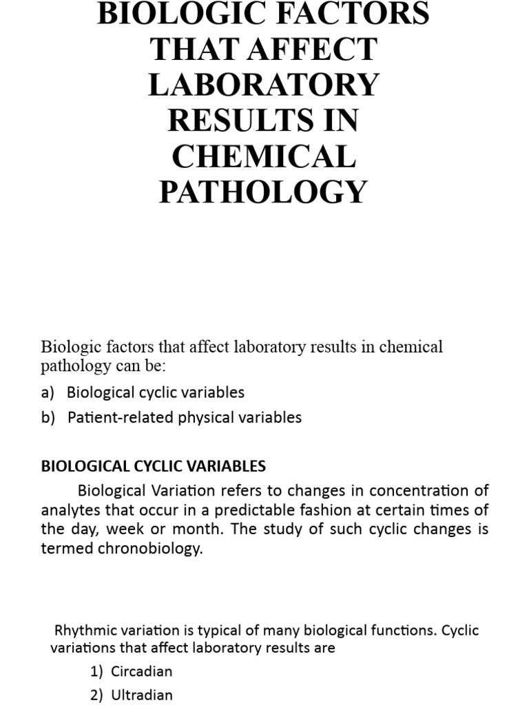 Biologic Factors in Chemical Pathology | PDF | Circadian Rhythm | Blood ...