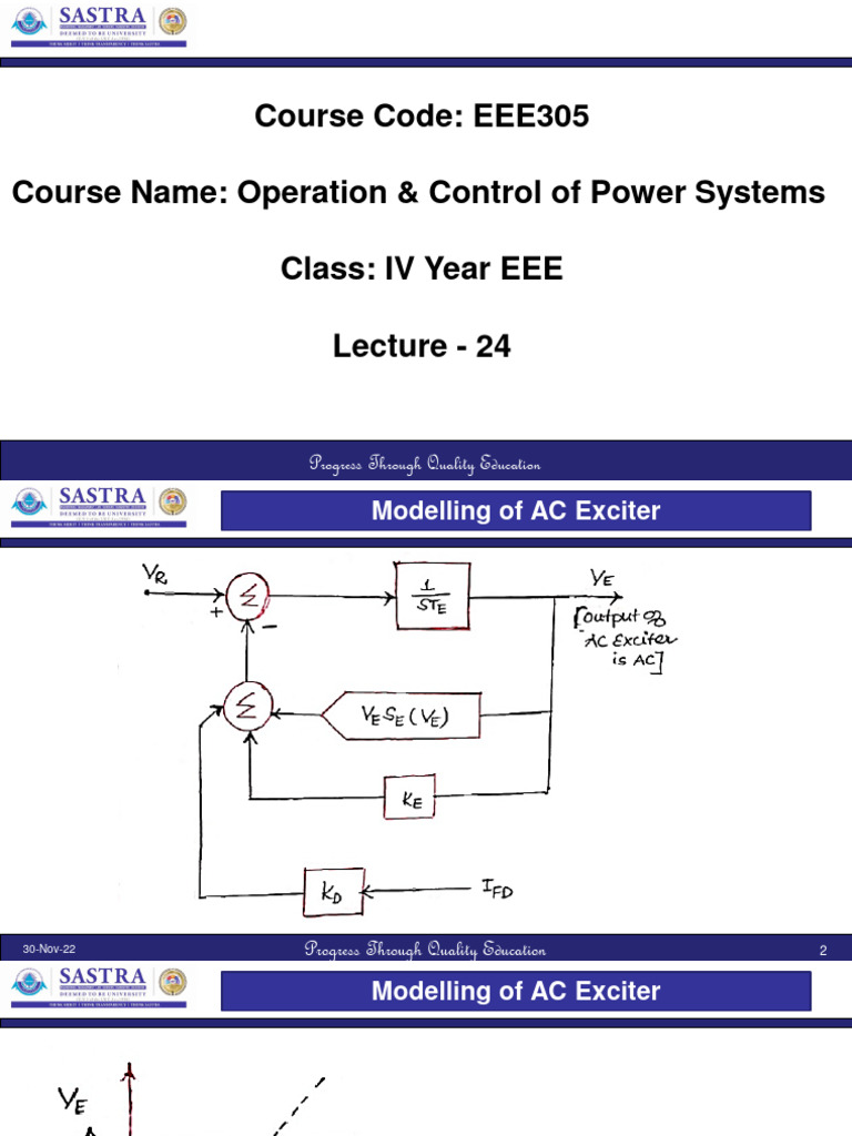 UNIT III - OPCON - LECTURE 24 - AC Exciter Model | PDF | Rectifier | Power (Physics)
