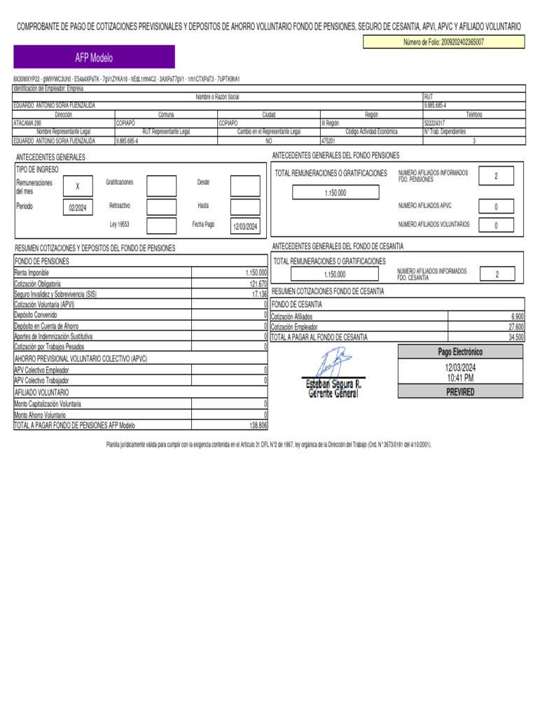 Planillas Personal Febrero 2024 | PDF | Pensión | Desempleo
