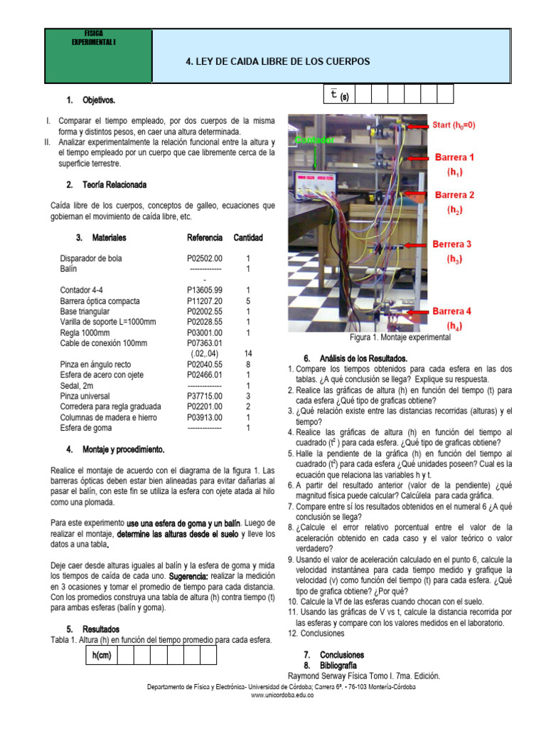 Experimento de Caída Libre | PDF | Medición | Esfera