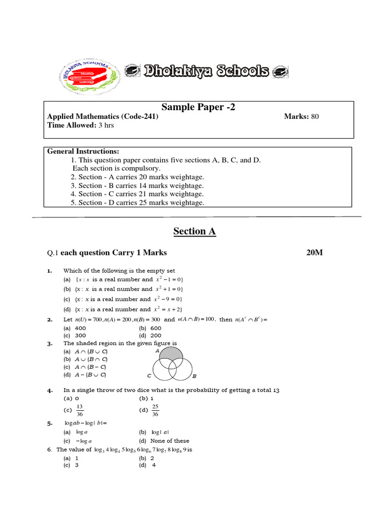 Sample paper 2 | PDF | Present Value | Elementary Geometry