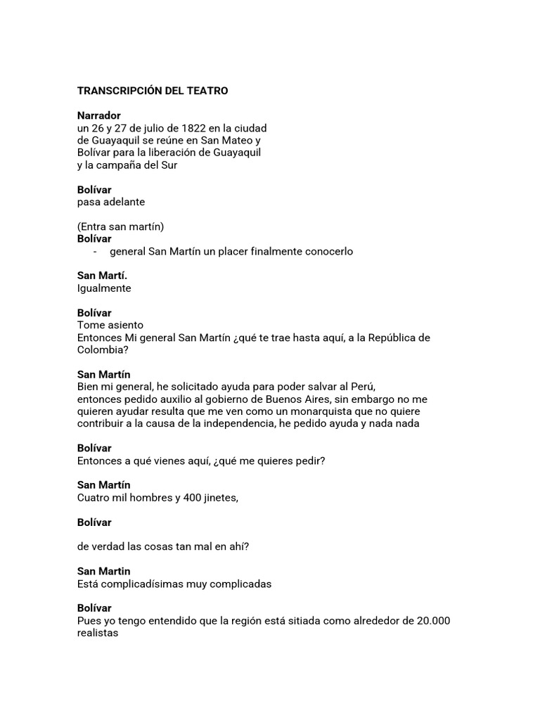 Transcripción Del Teatro-1 | PDF | Perú