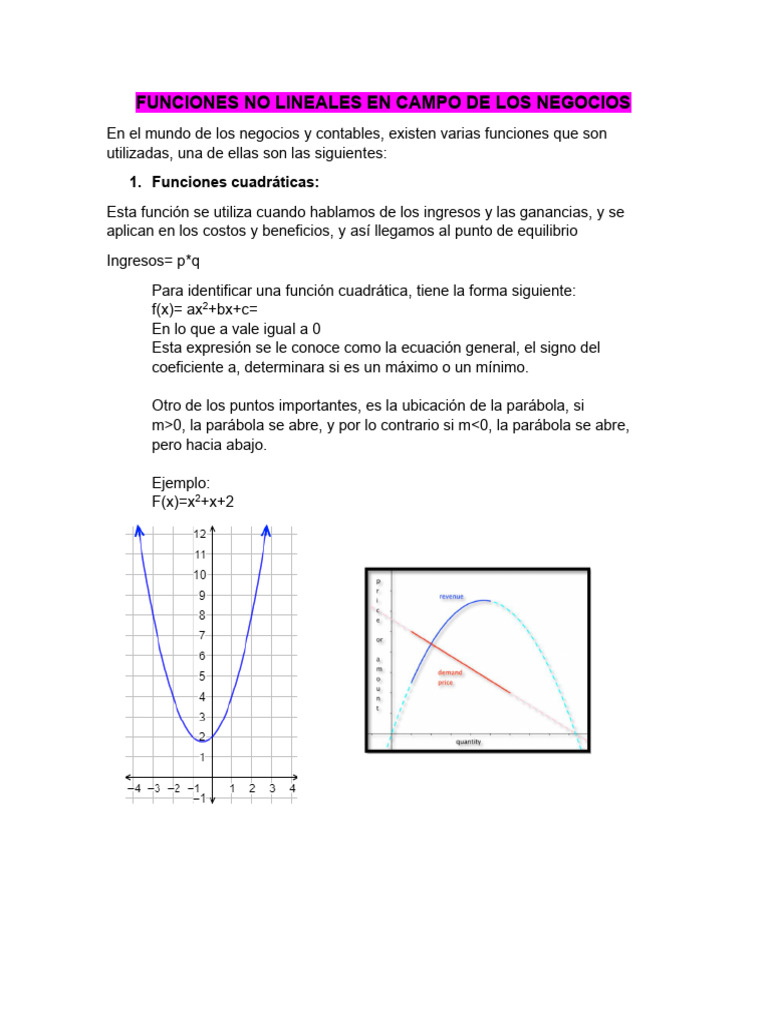 FUNCIONES NO LINEALES Corregido | PDF | Análisis matemático ...