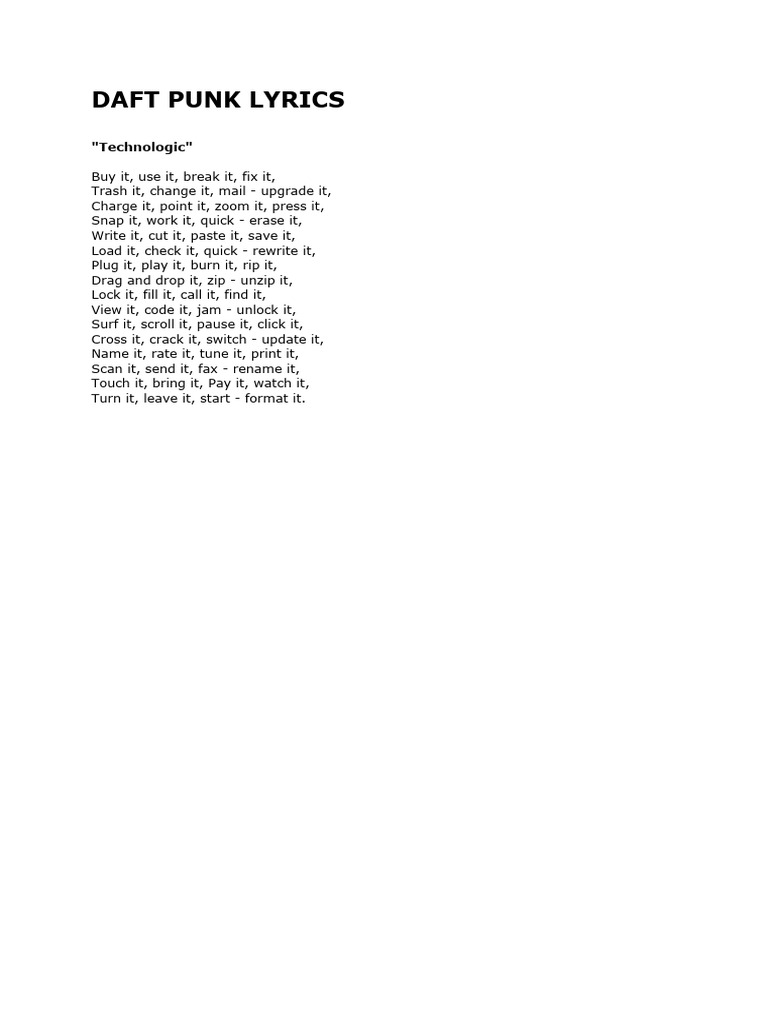 Daft Punk Lyrics | PDF | Career & Growth | Computers