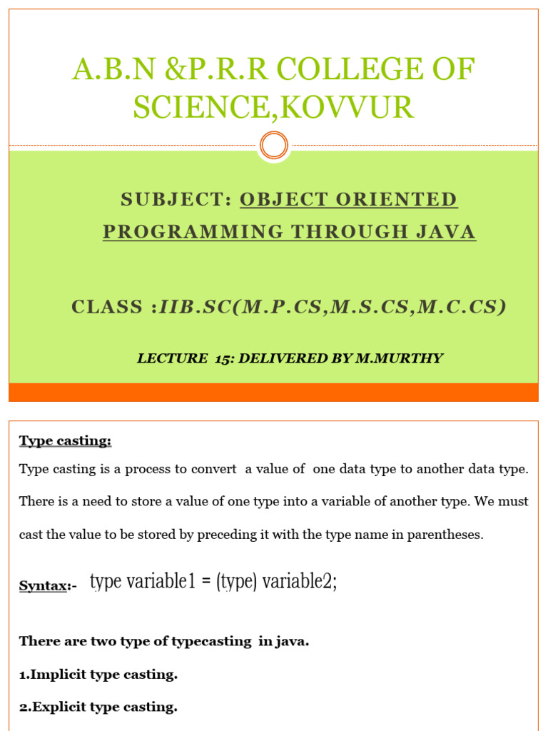 Type Casting Pdf