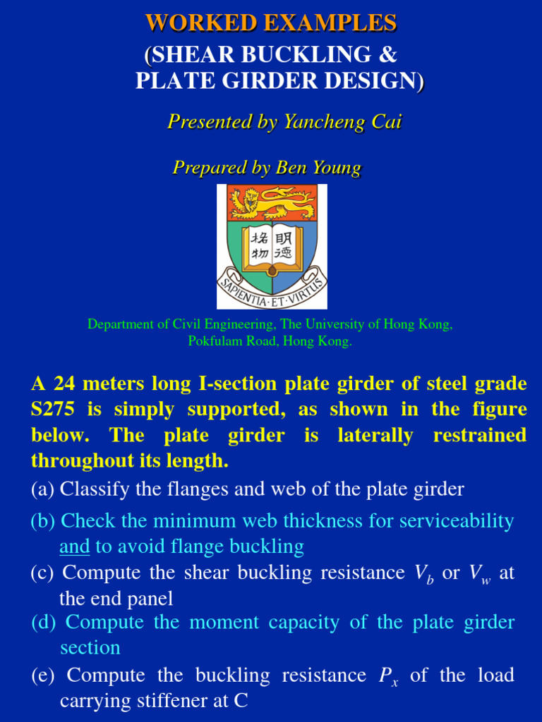 Topic 4 - Part 3 (Plate Girders) - Example | PDF | Buckling | Structural Engineering