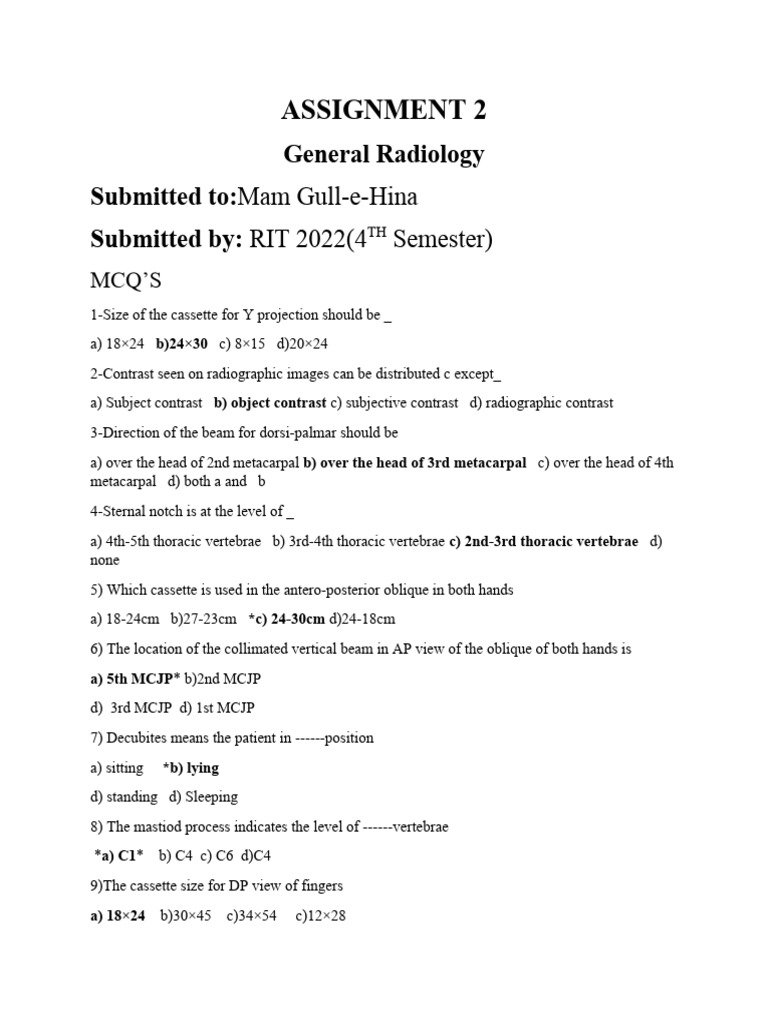 Assignment 2 | PDF | Radiography | Anatomical Terms Of Location
