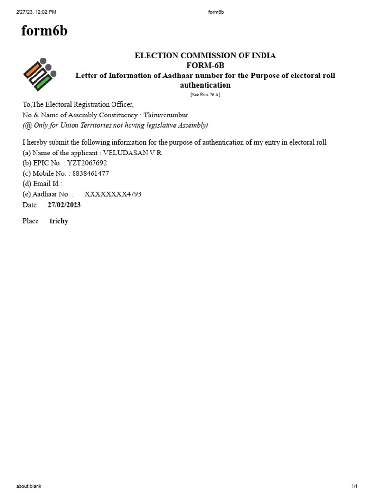Form 6 B | PDF