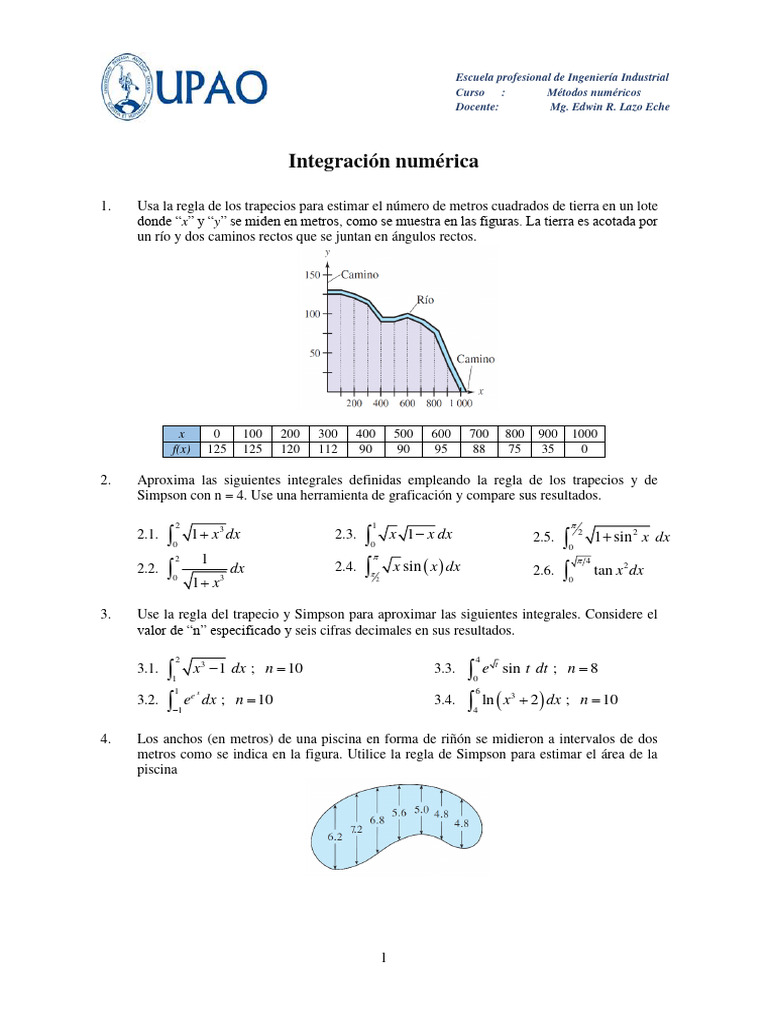 Métodos Numéricos_Integración Numérica | Descargar gratis PDF | Integral | Análisis matemático