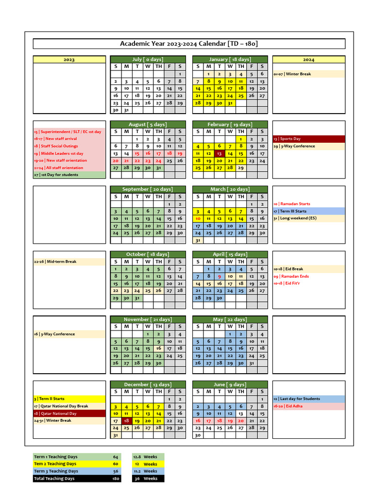 EMS-Doha-Calendar-2023-2024 | PDF | Holidays | Observances
