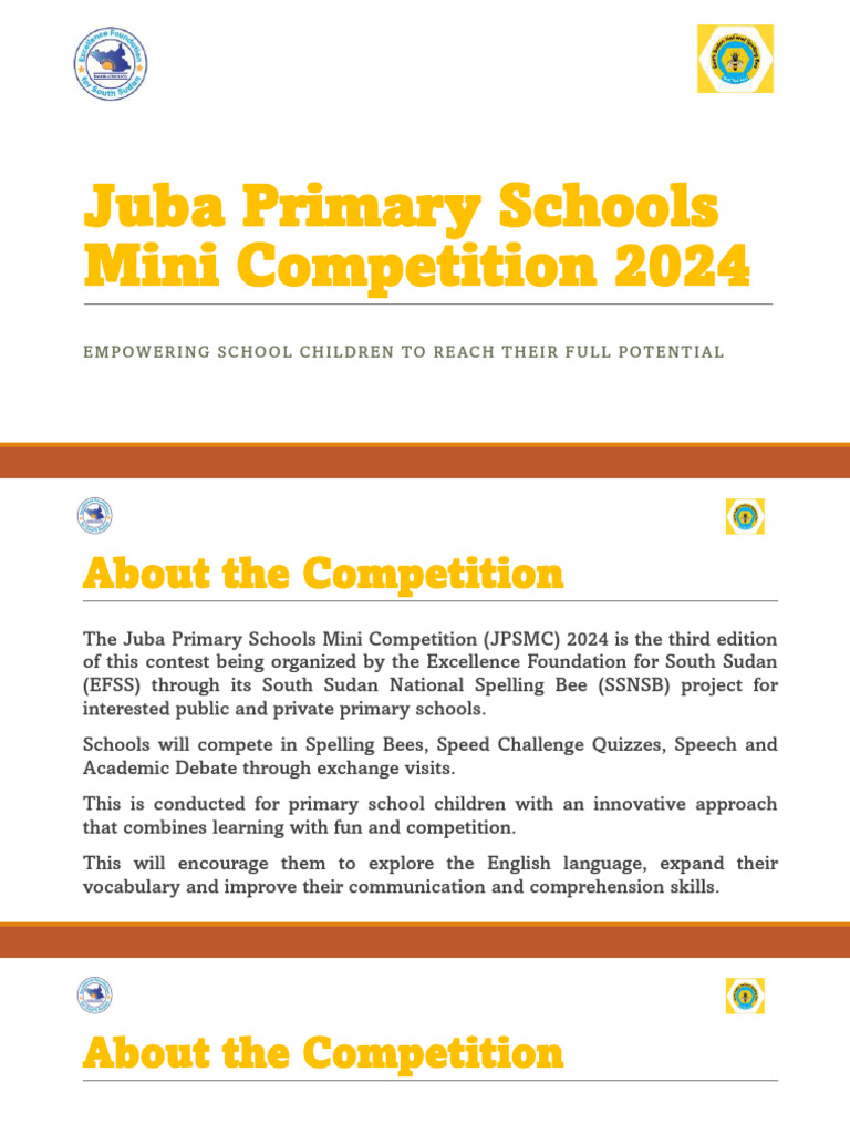 Juba Primary Schools Mini Competition 2024 Presentation | PDF | Career ...