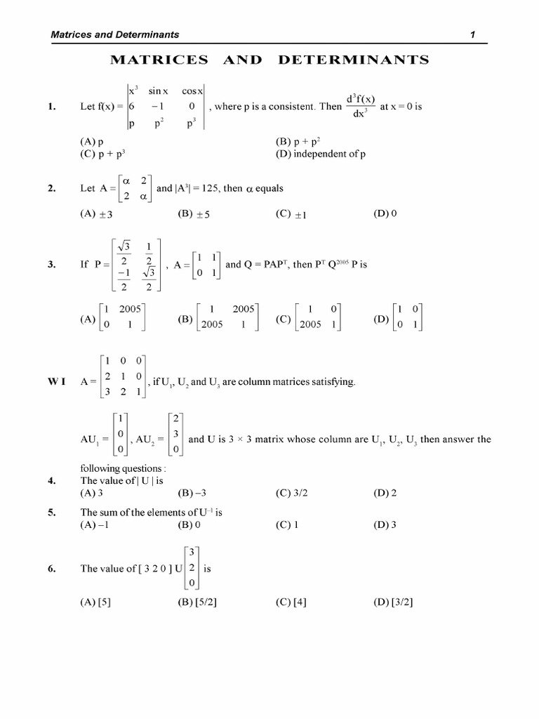 Matrices & Determinants - F | PDF